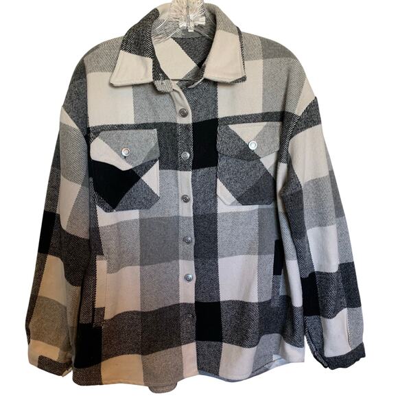 bohme | Jackets & Coats | Bohme Black And White Buffalo Check Shacket ...